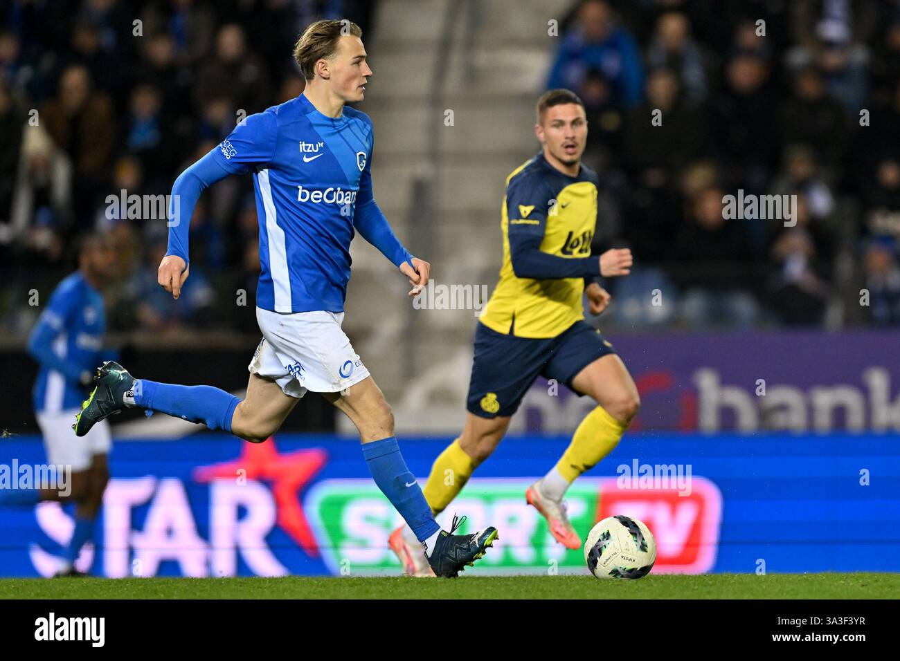 Genk, Belgium. 15th Mar, 2025. Matte Smets (6) of Genk pictured during ...