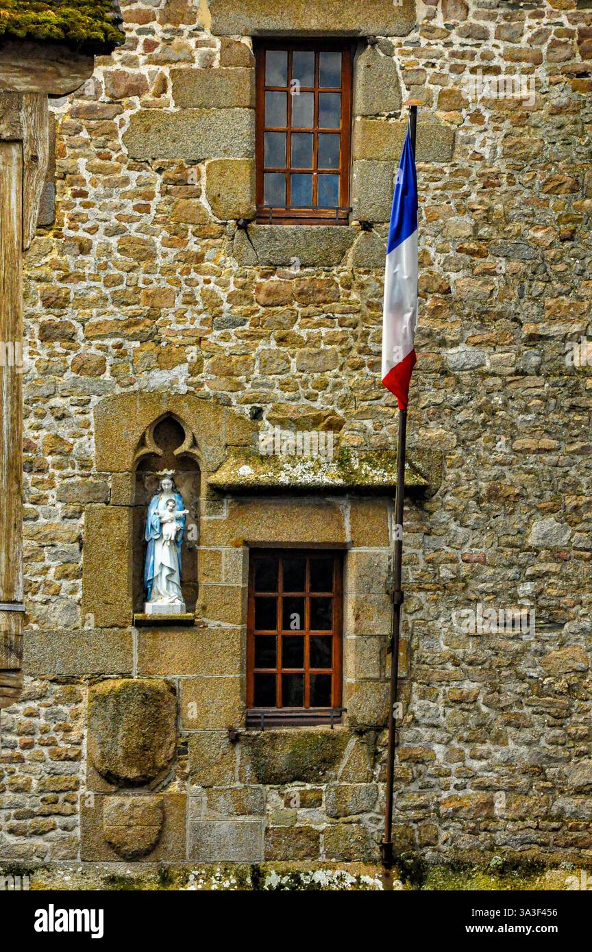 Statue of Virgin Mary and Jesus with French Flag Adorning Mont Saint ...