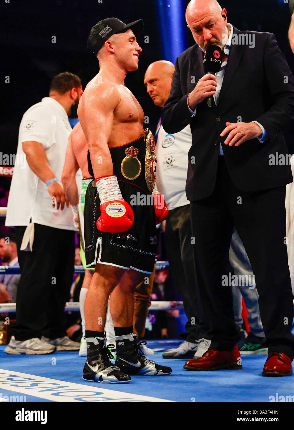 15th March 2025; M&S Bank Arena, Liverpool, England; WBA Featherweight Title Fight, Nick Ball ...