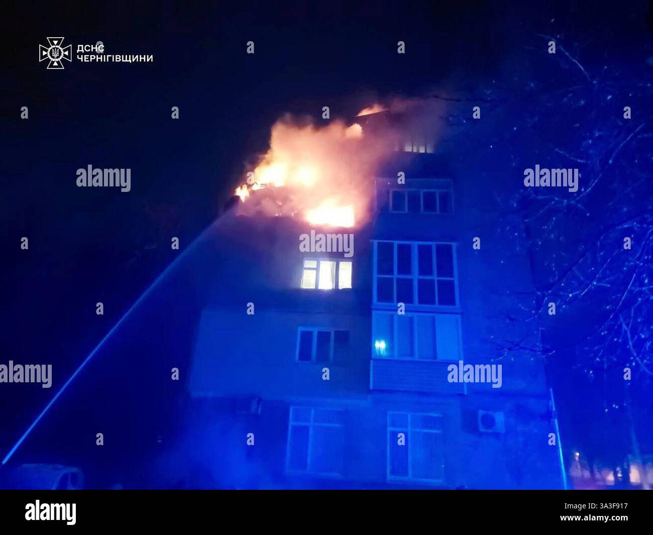 In this photo provided by the Ukrainian Emergency Service, firefighters ...