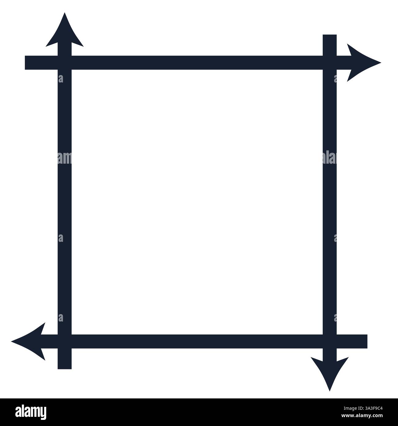 Square black frame of straight arrows. Recycling square sign. Flat ...