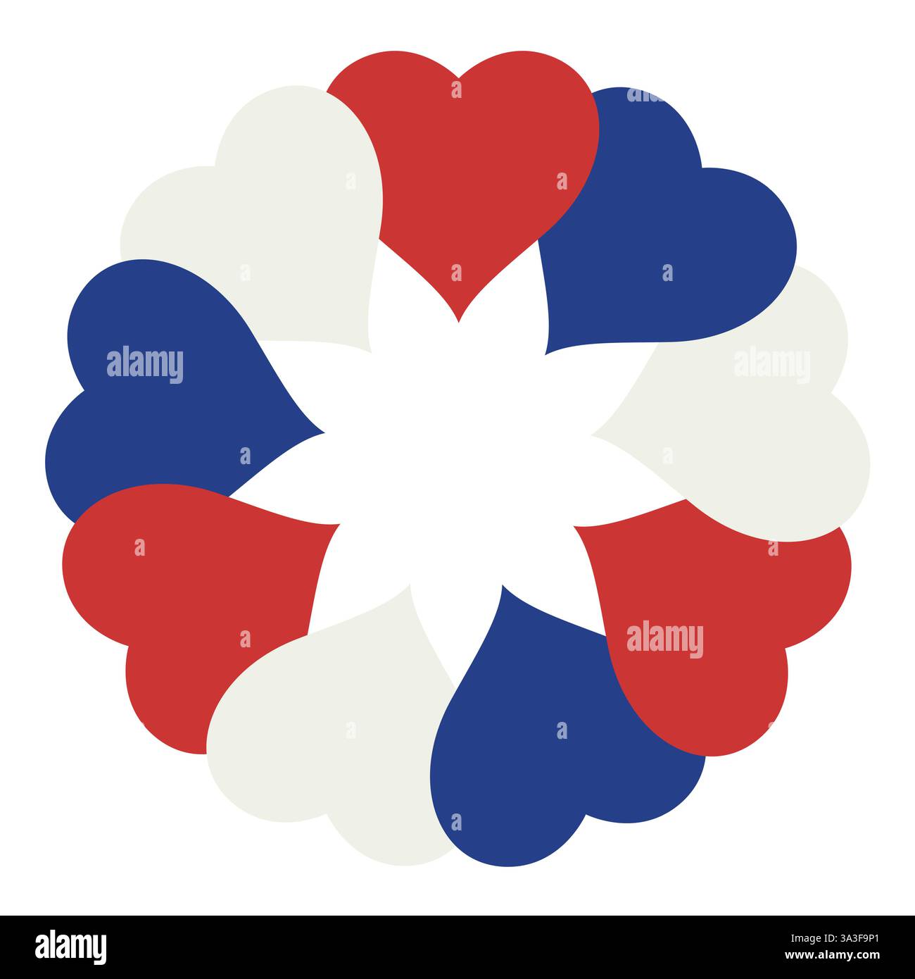 A circle of hearts in the colors of the Russian tricolor flag. Heart ...