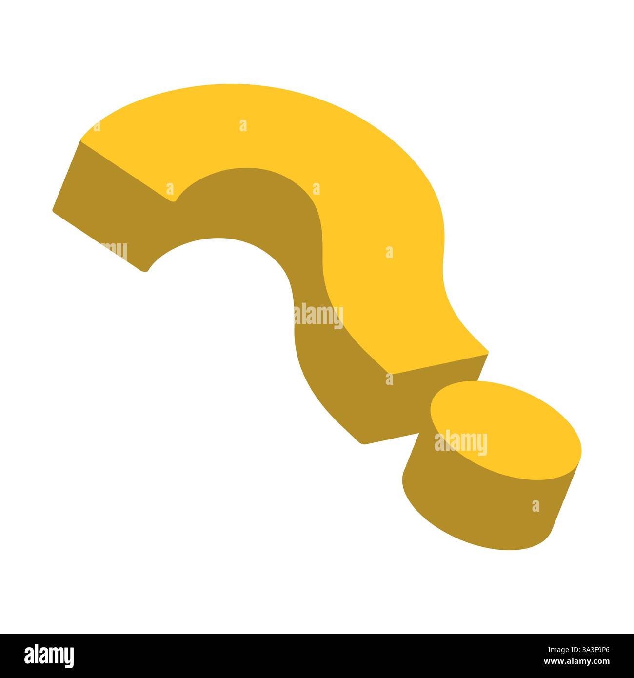 Horizontally lying yellow question mark. FAQ symbol. 3D realistic ...