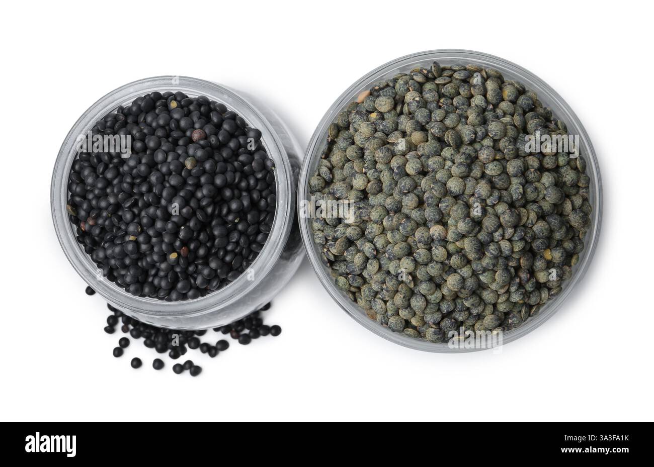 Different types of lentils isolated on white, top view Stock Photo - Alamy