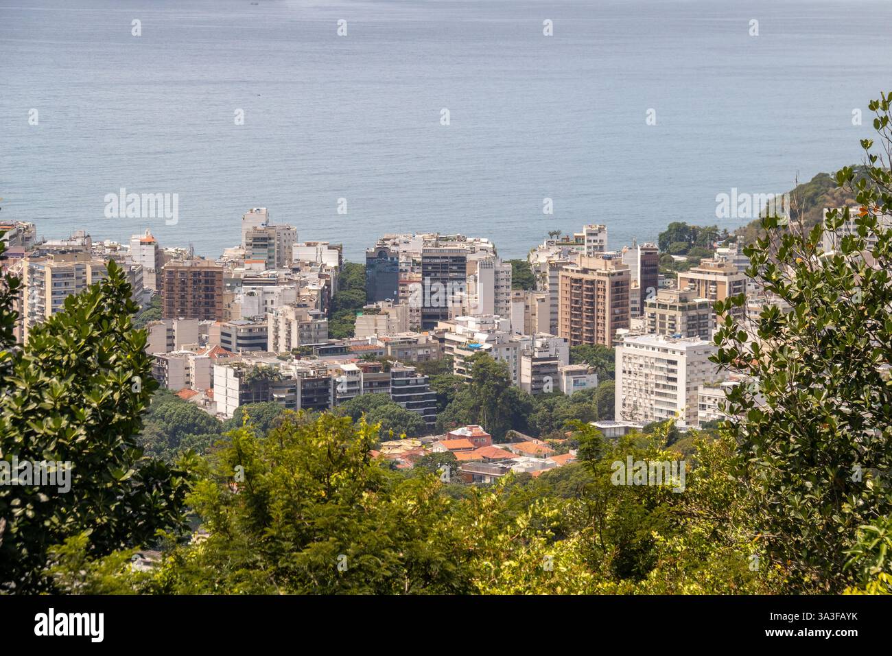 Leblon neighborhood seen from the top of the Gavea neighborhood in Rio ...