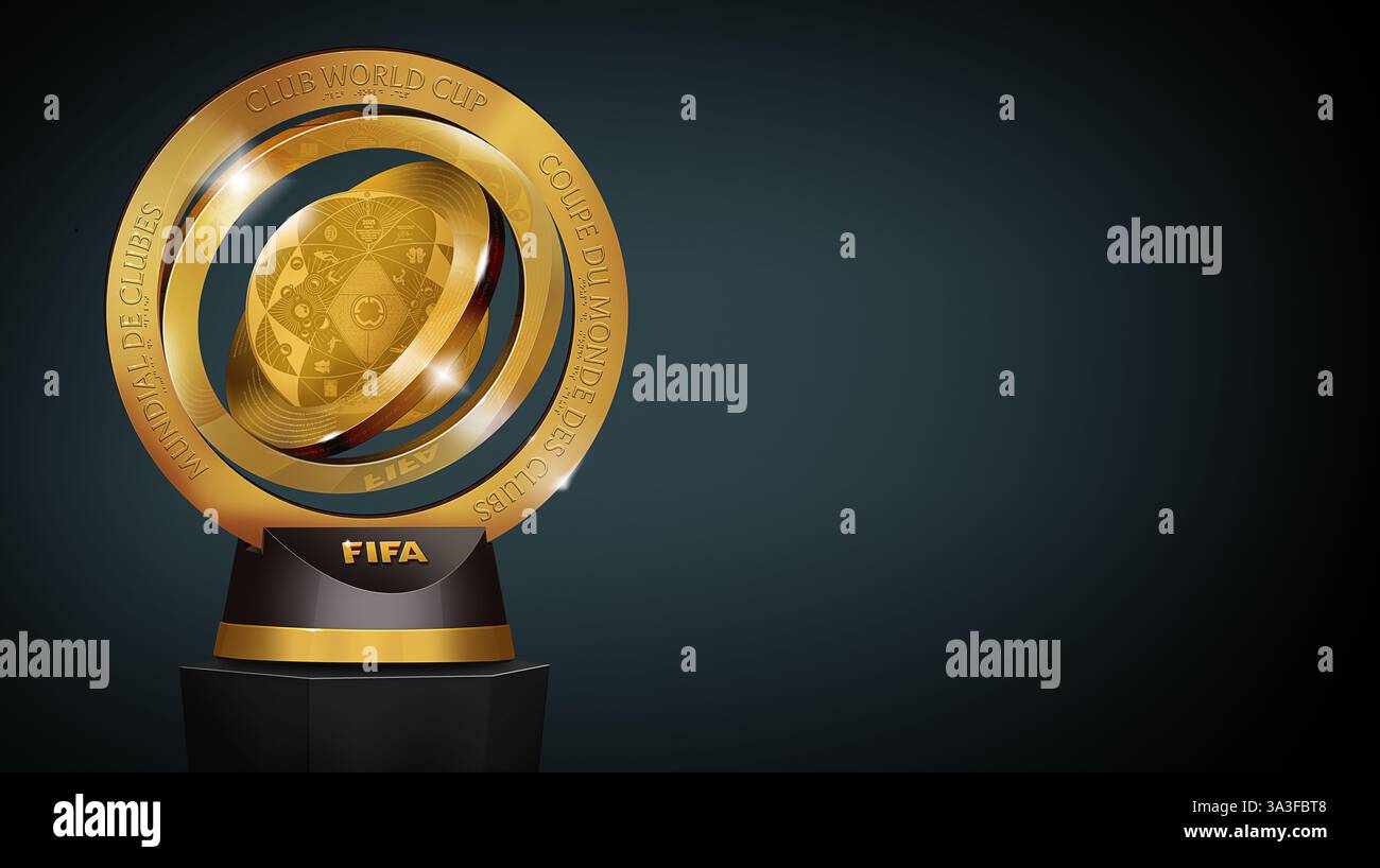 2025 fifa club world cup trophy with rotating rings hi-res stock ...