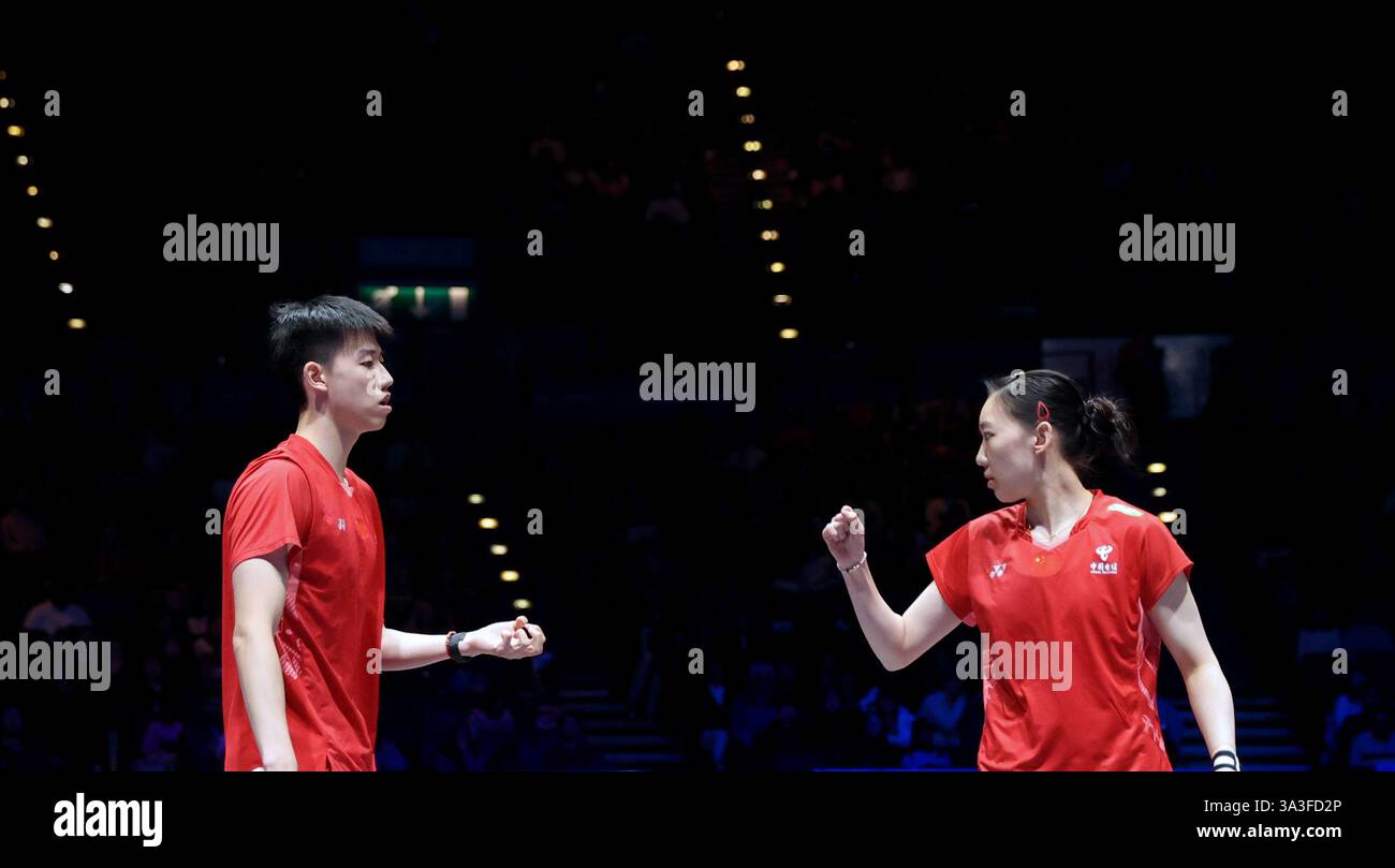 Birmingham, Britain. 15th Mar, 2025. Feng Yanzhe (L)/Wei Yaxin ...
