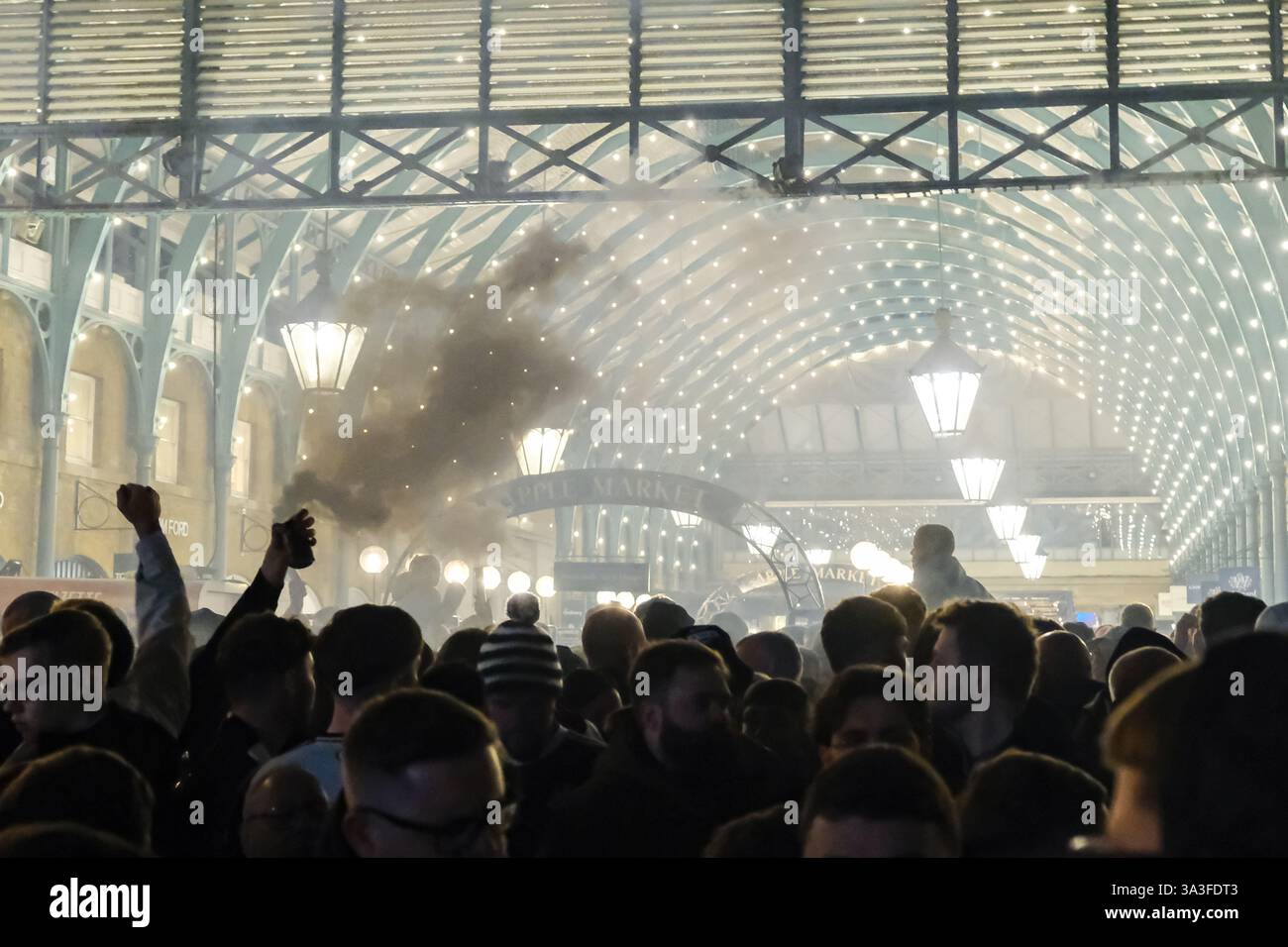 London, UK. 15th March, 2025. Thousands of Newcastle football fans ...