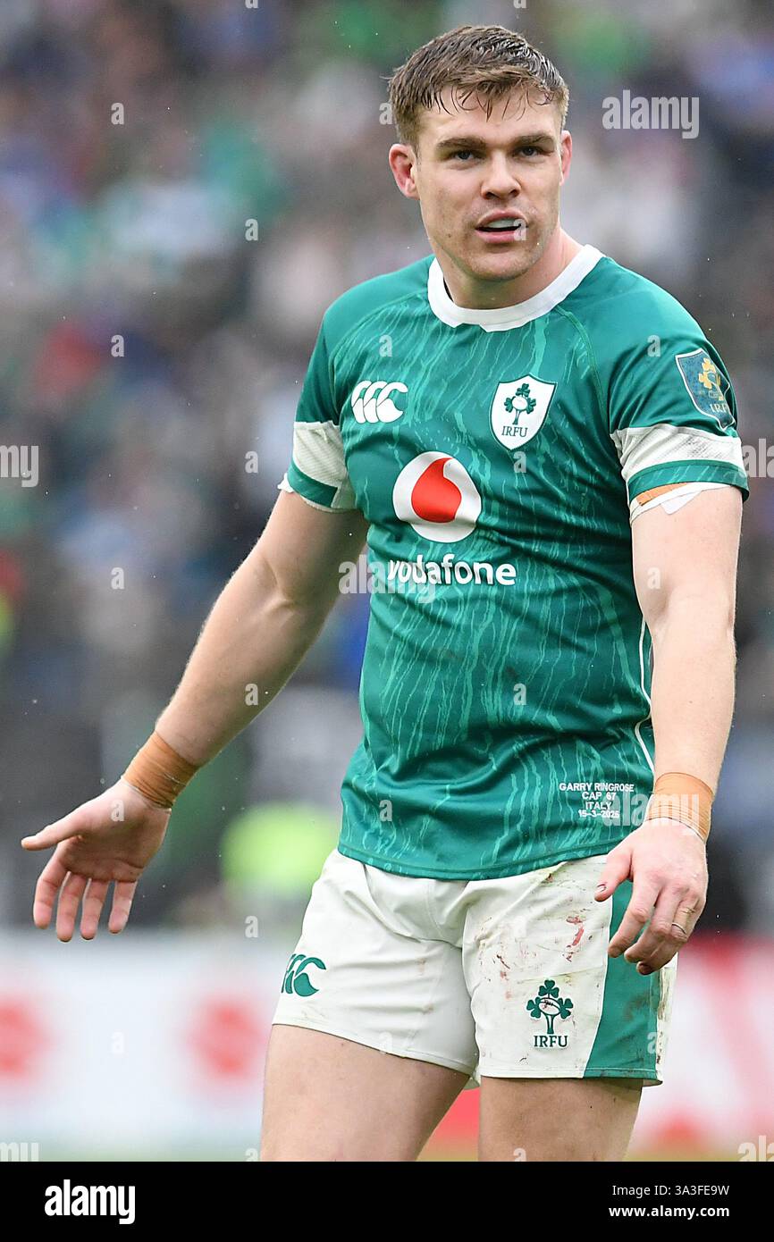 Rome, Italy. 15th Mar, 2025. Garry Ringrose of Ireland seen in action ...
