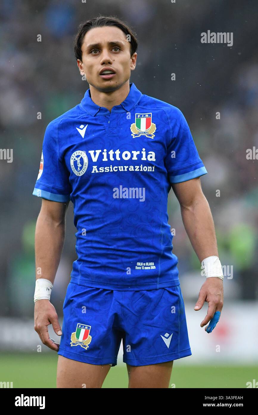 Rome, Italy. 15th Mar, 2025. Ange Capuozzo of Italy seen in action ...