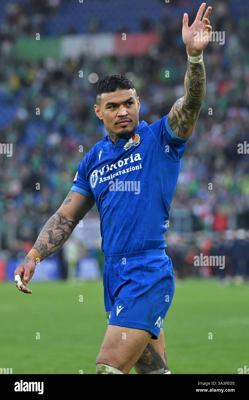 Rome, Italy. 15th Mar, 2025. Monty Ioane of Italy seen in action during ...