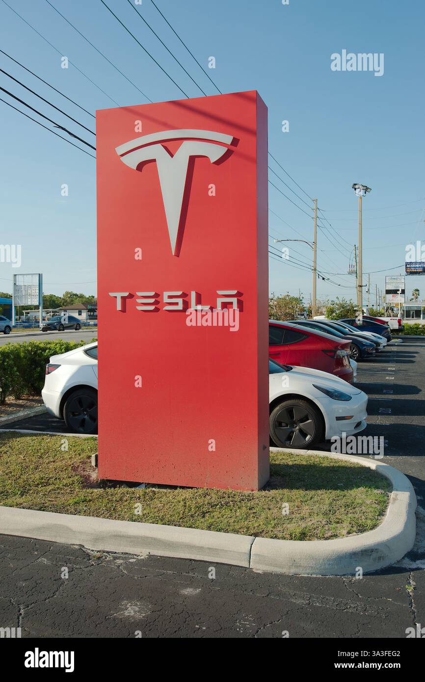 Editorial Use Only March 15, 2025. St. Petersburg, FL, USA. Tesla ...