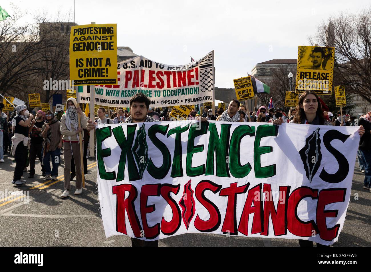 Washington DC, USA. 15th Mar, 2025. Pro-Palestinian activists march in ...