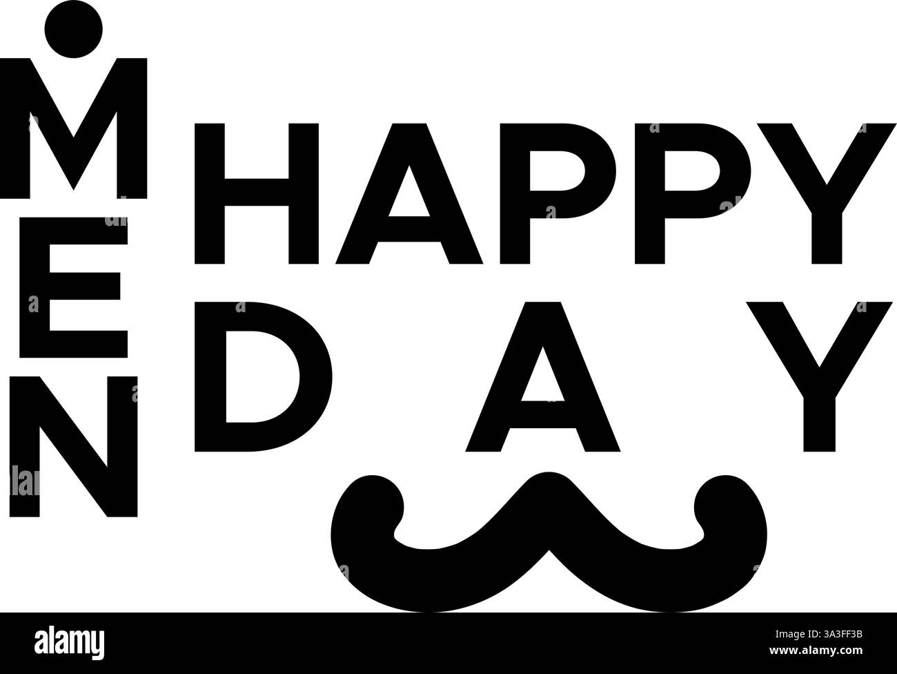 Happy men day typography with male mustache for celebration ...