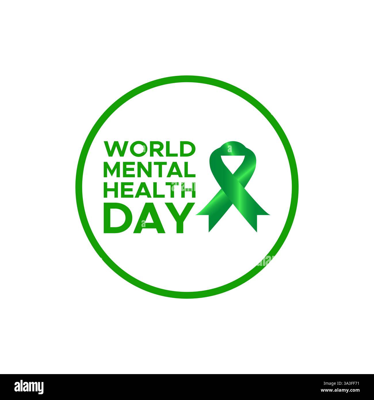World mental health day typography with green ribbon vector design for ...