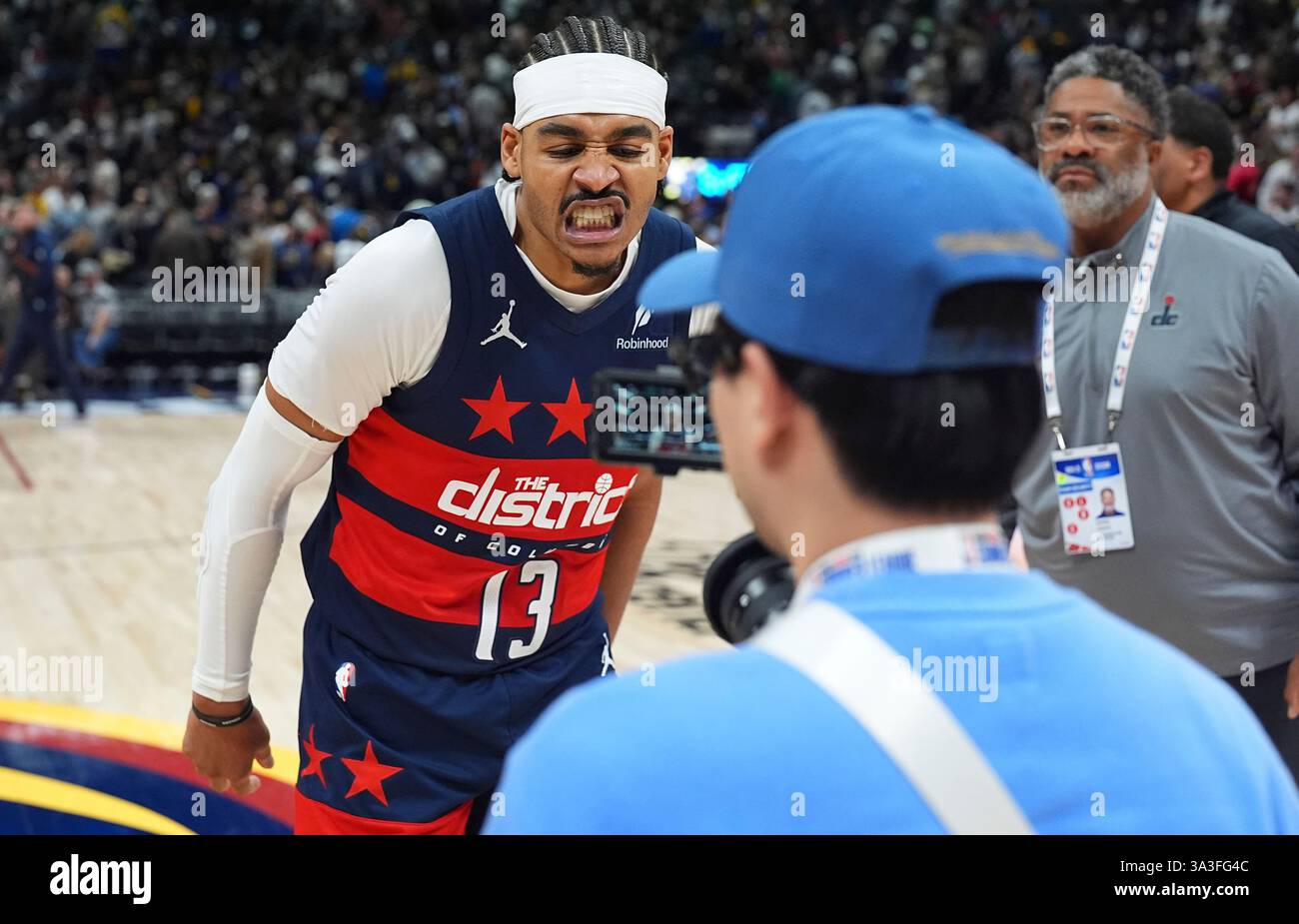 Washington Wizards guard Jordan Poole (13) reacts after hitting a 3 ...