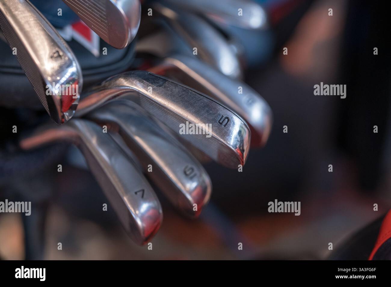 Golf clubs inside of a golf bag showing the 4 5 6 and 7 irons Perfect ...