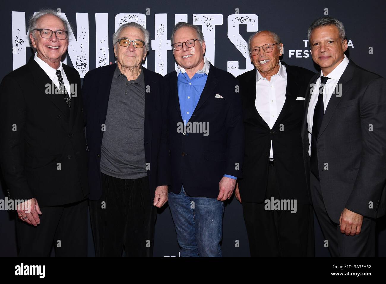 New York, USA. 15th Mar, 2025. (L-R) Barry Levinson, Robert De Niro, David Zaslav, Irwin Winkler ...