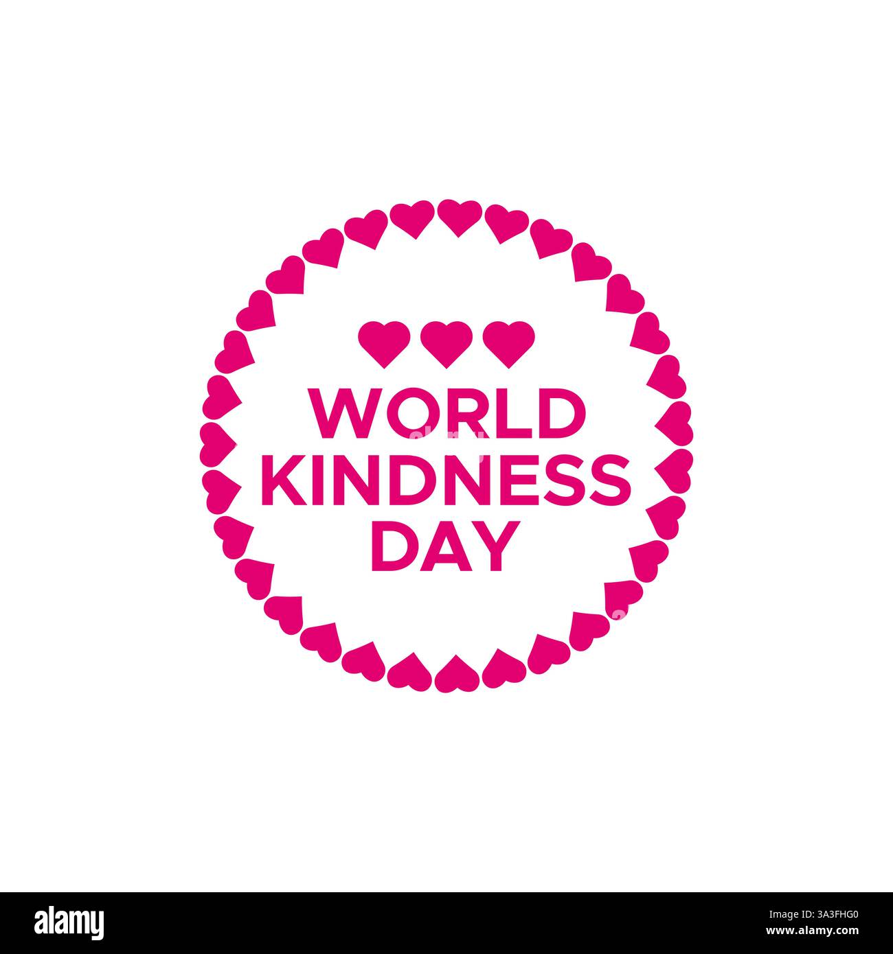 World Kindness Day Lettering Text with Hearts icon circle frame logo ...