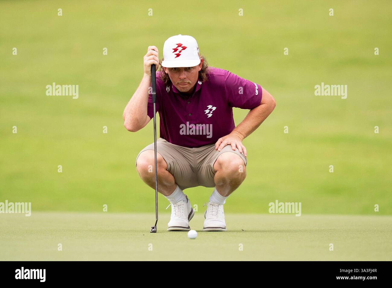 Captain Cameron Smith of Ripper GC reads his putt on the 10th green ...
