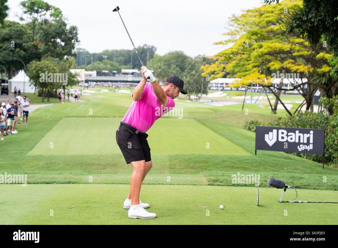 Ben Campbell of RangeGoats GC hits his shot from the ninth tee during ...