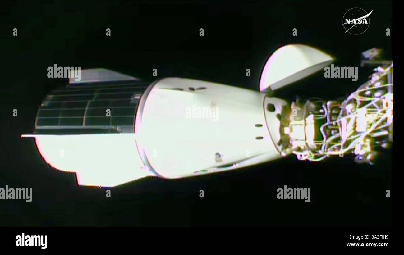 This image made from video by NASA shows the docking of the SpaceX ...