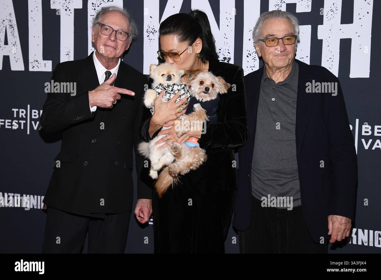 New York, USA. 15th Mar, 2025. (L-R) Barry Levinson, Tiffany Chen and Robert De Niro attend 'The ...