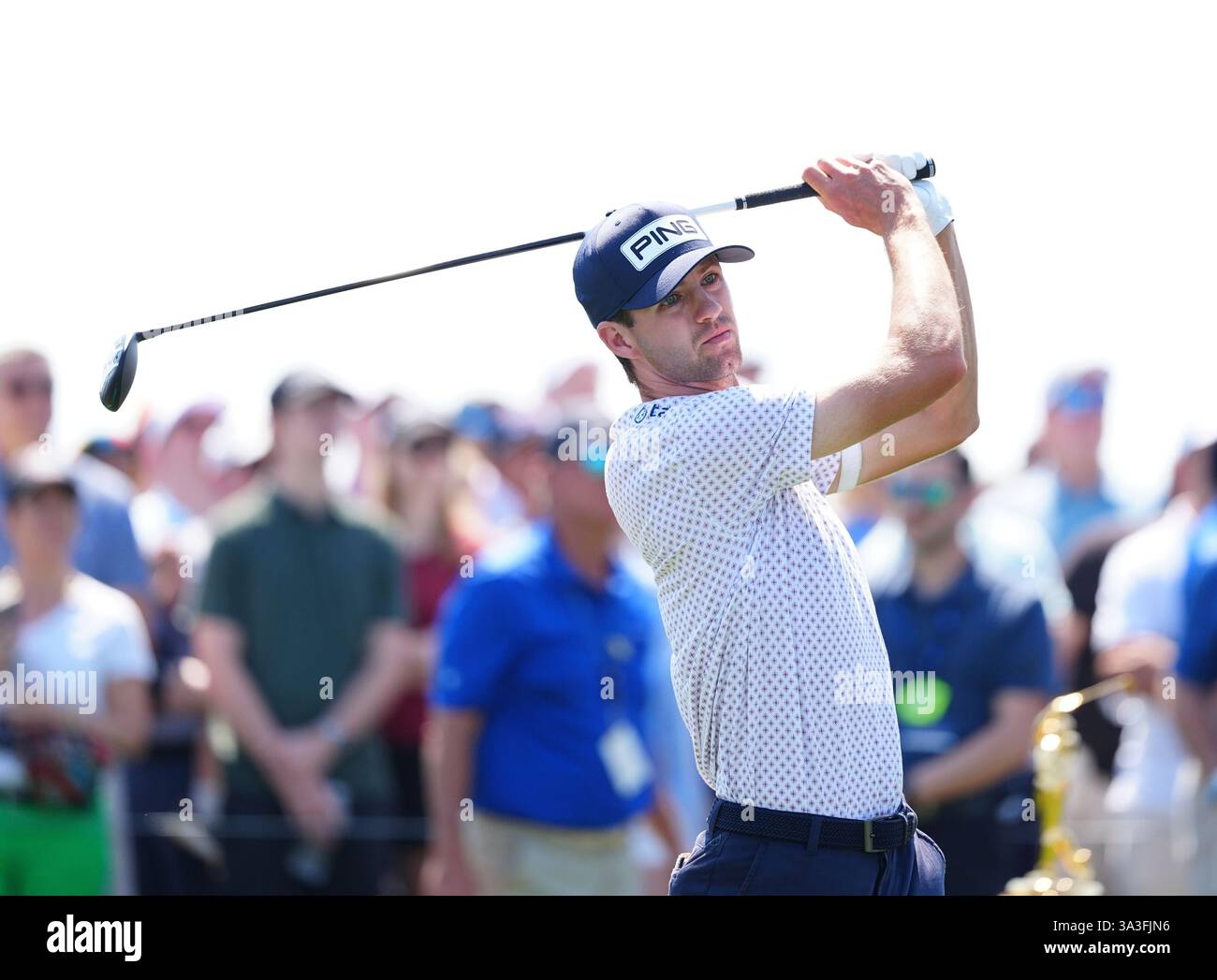PONTE VEDRA BEACH, FL - MARCH 15: PGA golfer Alex Smalley plays his tee ...