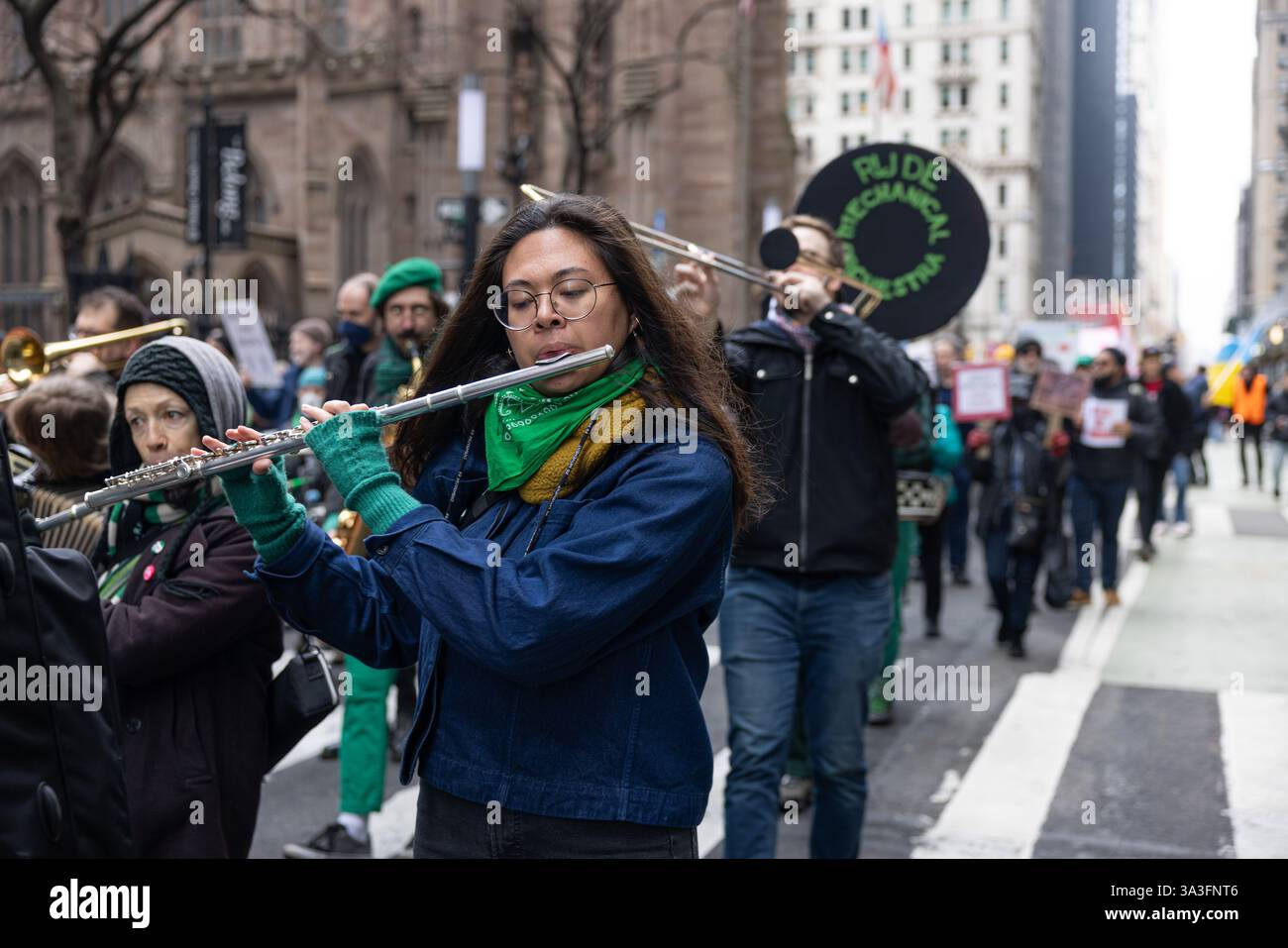 New York, USA. 15th Mar, 2025. Demonstrators gathered at Foley Square ...