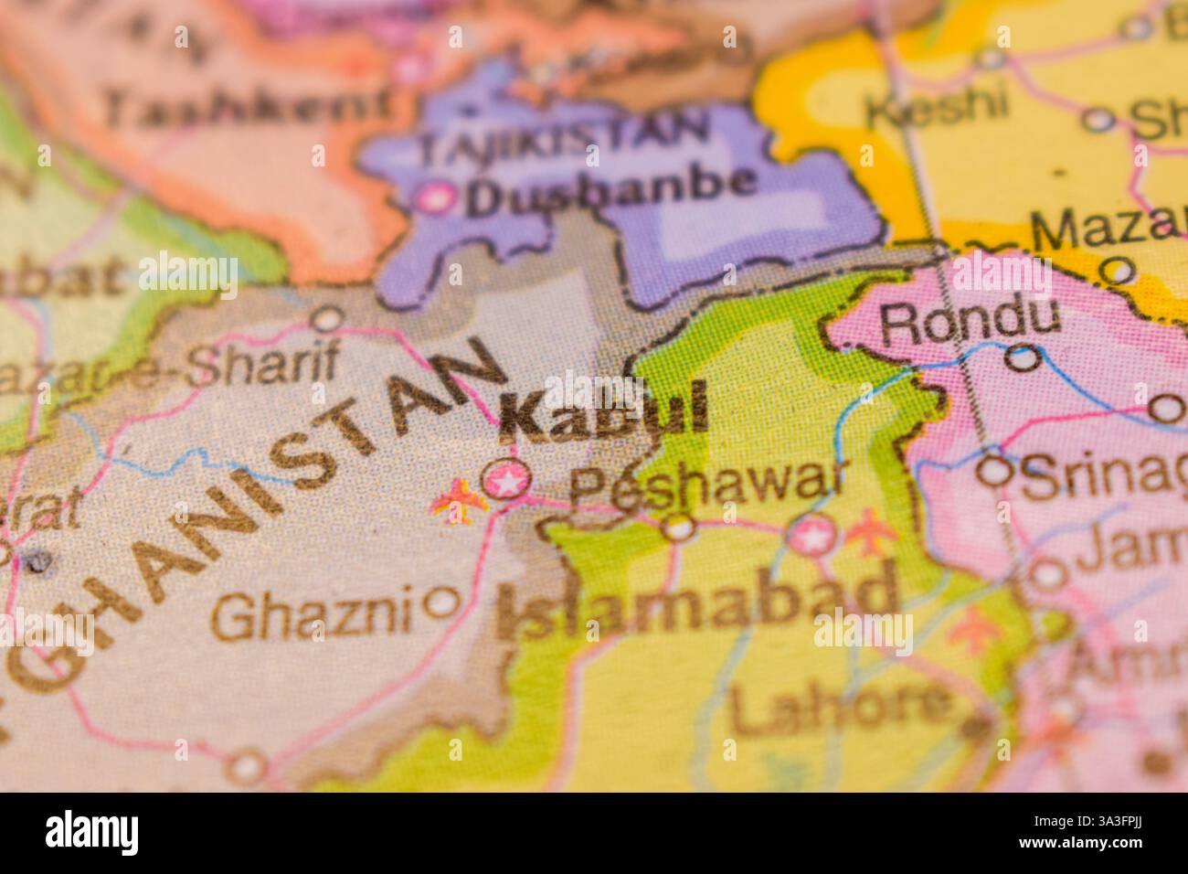 Kabul On The World Map Colorful Geo Political World Map Stock Photo - Alamy