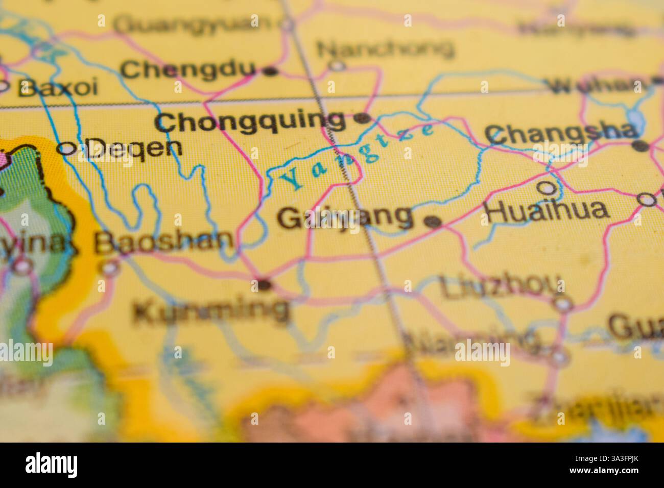 Yangtze On The World Map Colorful Geo Political World Map Stock Photo ...