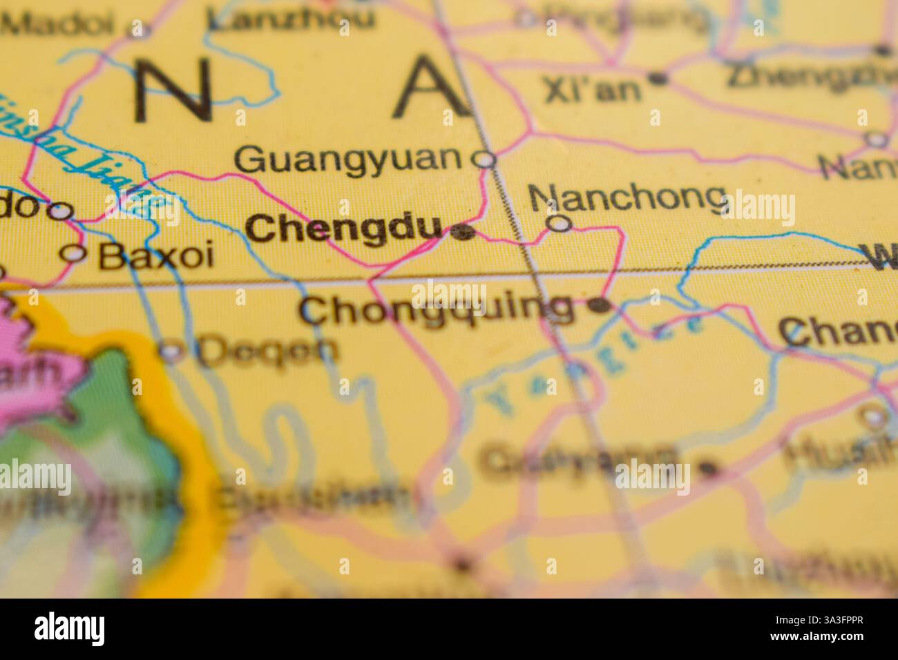 Chengdu On The World Map Colorful Geo Political World Map Stock Photo ...