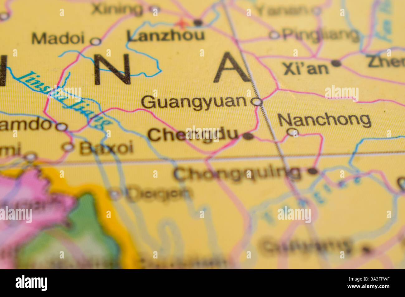 Guangyuan On The World Map Colorful Geo Political World Map Stock Photo - Alamy