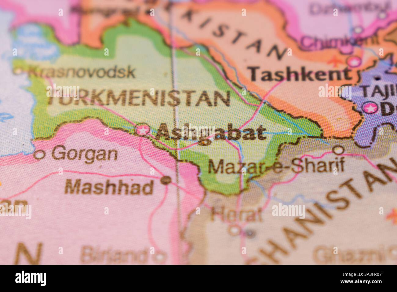 Ashgabat On The World Map Colorful Geo Political World Map Stock Photo - Alamy