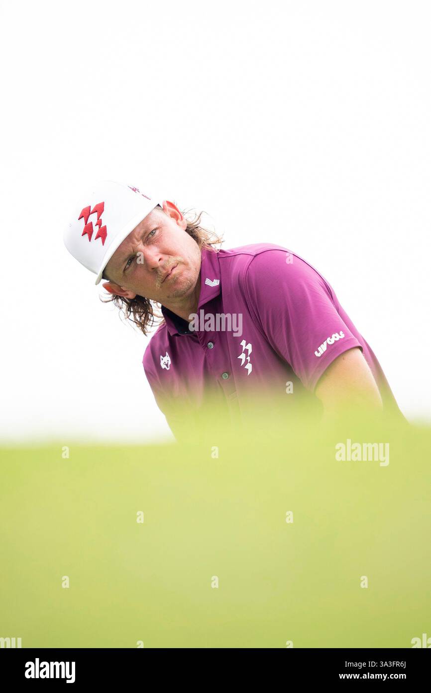 Captain Cameron Smith of Ripper GC hits his shot from the 13th tee ...