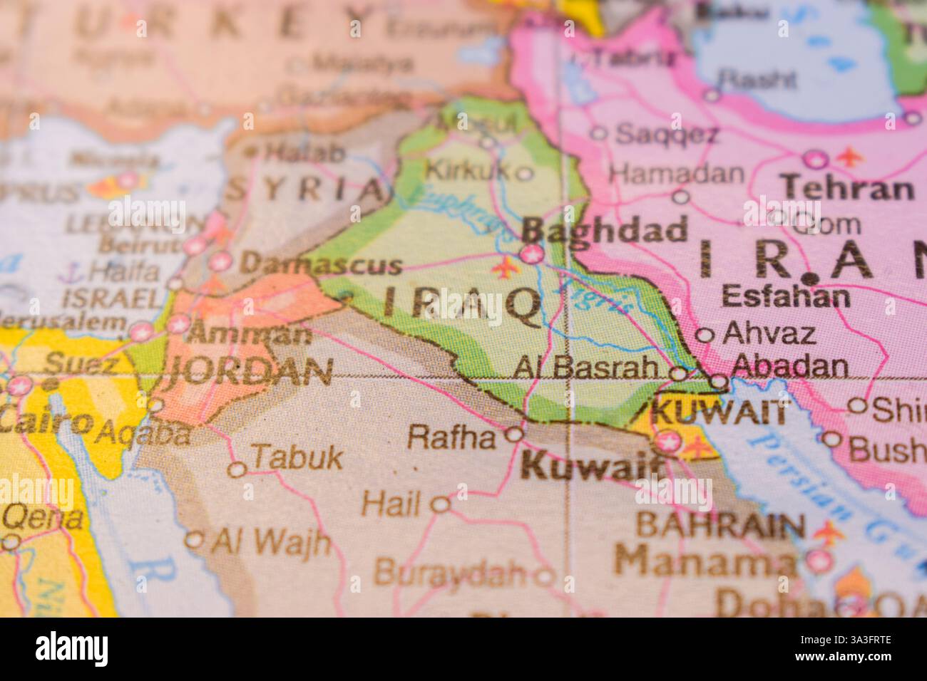 Iraq On The World Map Colorful Geo Political World Map Stock Photo - Alamy