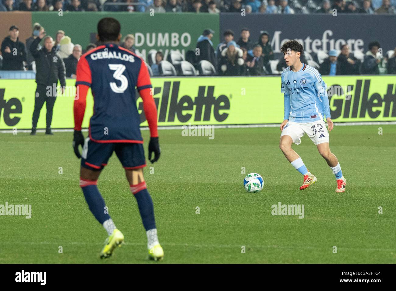 New York, NY, March 1, 2025: Jonathan Shore (32) of NYCFC controls ball ...