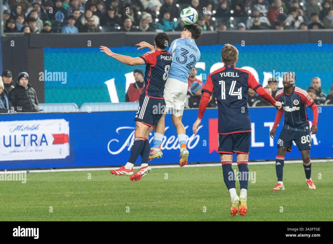 New York, NY, March 1, 2025: Jonathan Shore (32) of NYCFC controls ball ...