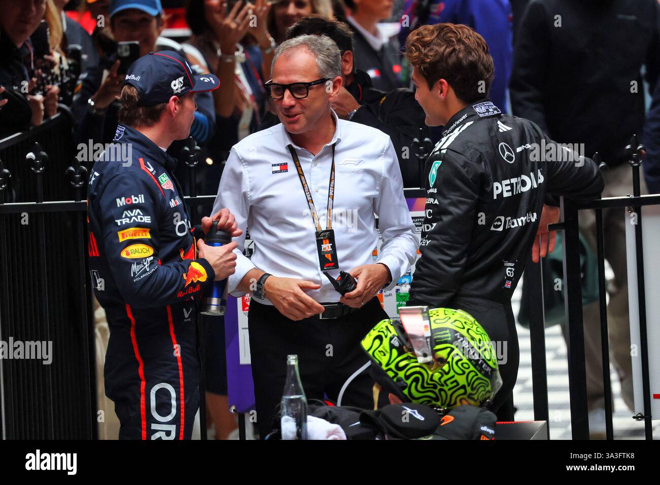 Melbourne, Australia. 16th Mar, 2025. (L to R): Max Verstappen (NLD ...