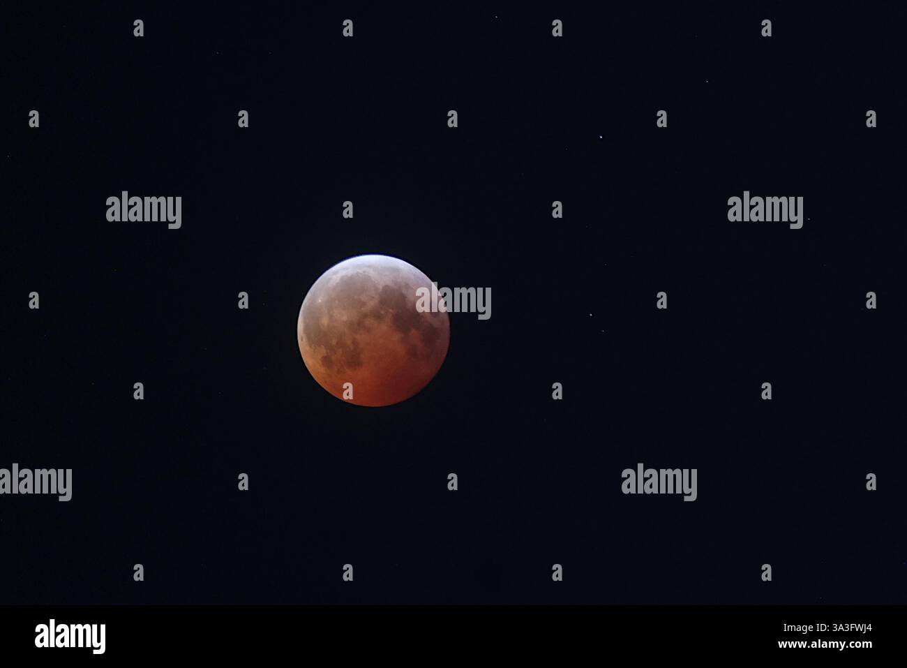 Toronto, Canada.14th March 2025. A blood moon lights up the sky during ...