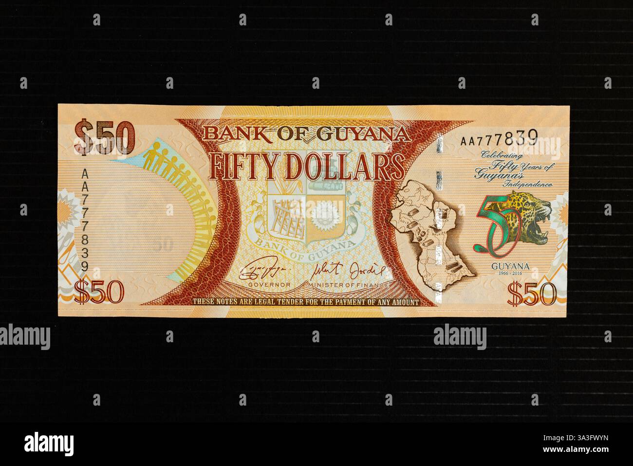 Guyana 50 Dollars 2016 Banknotes feature Portrait of Macaw's Head, Map ...