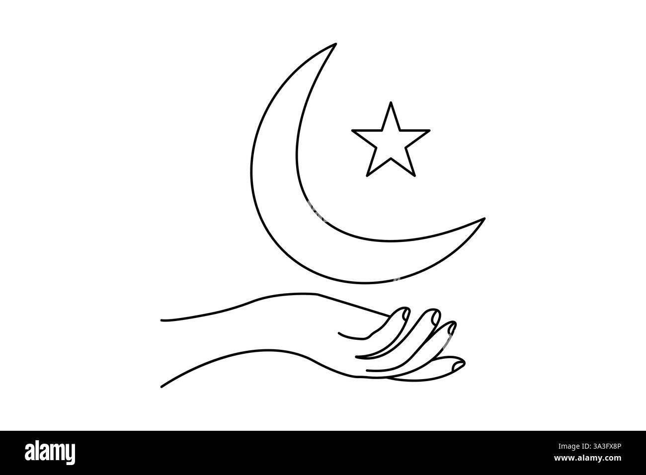 Moon continuous one line art drawing of isolated outline vector ...