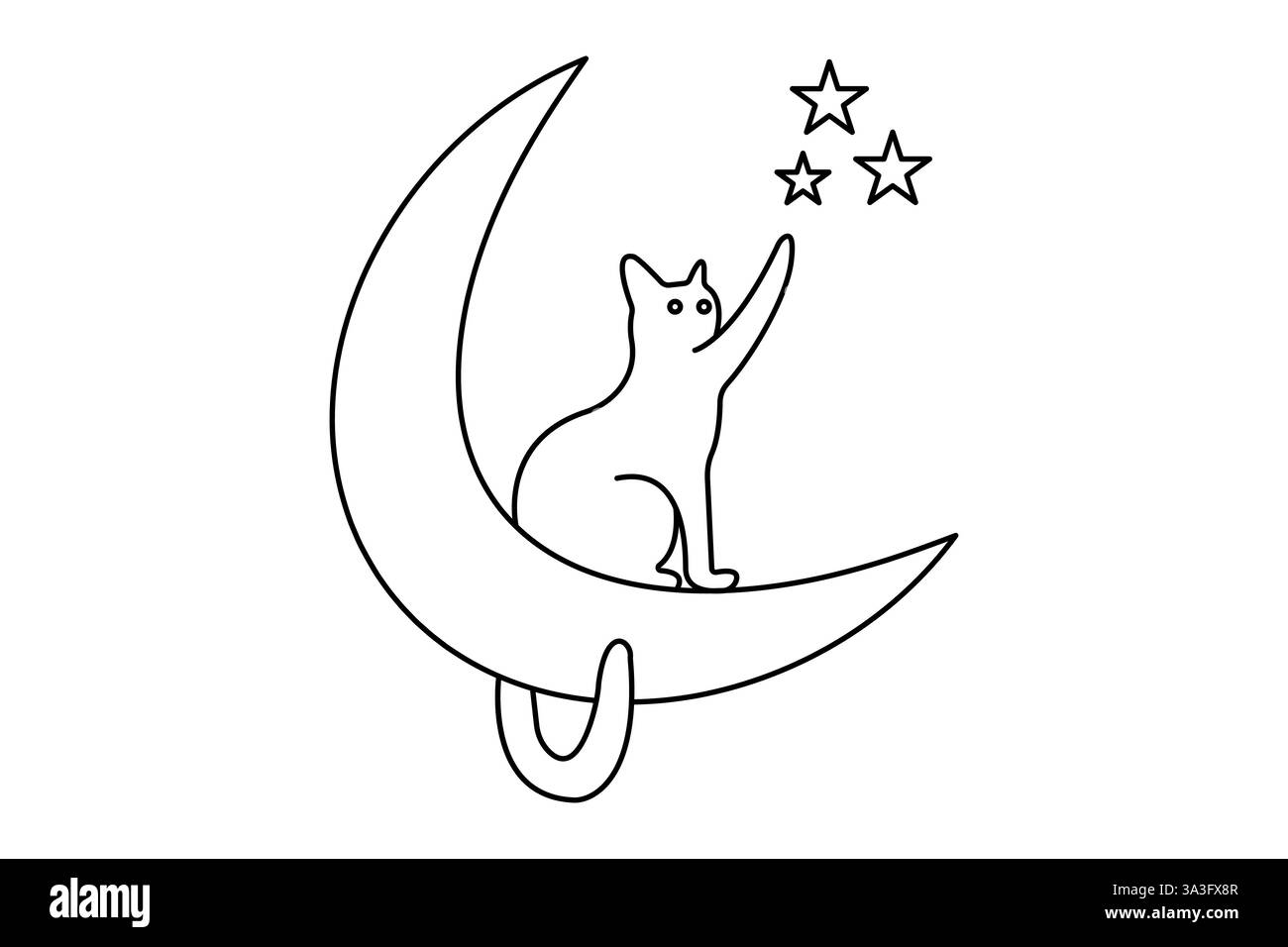 Moon continuous one line art drawing of isolated outline vector ...