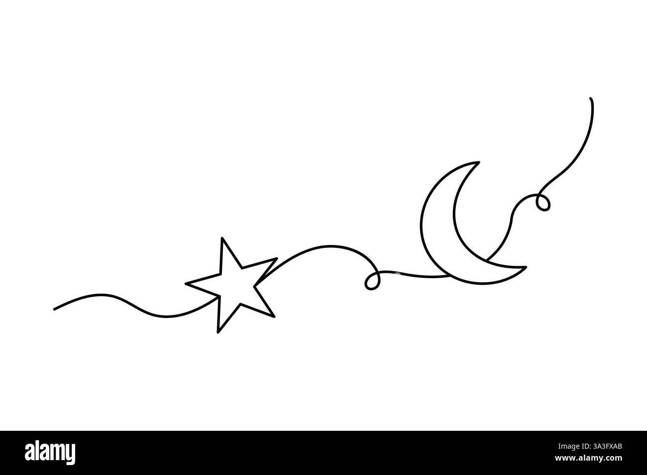 Moon continuous one line art drawing of isolated outline vector ...