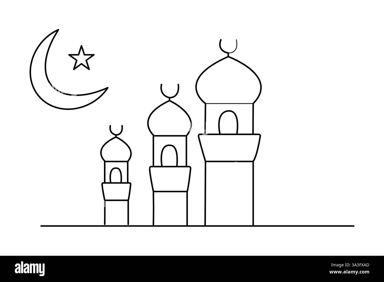 Moon continuous one line art drawing of isolated outline vector ...