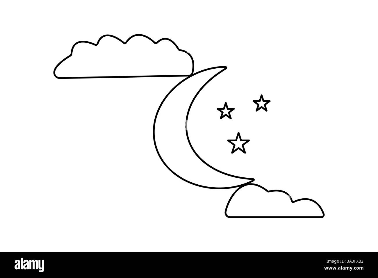 Moon continuous one line art drawing of isolated outline vector ...