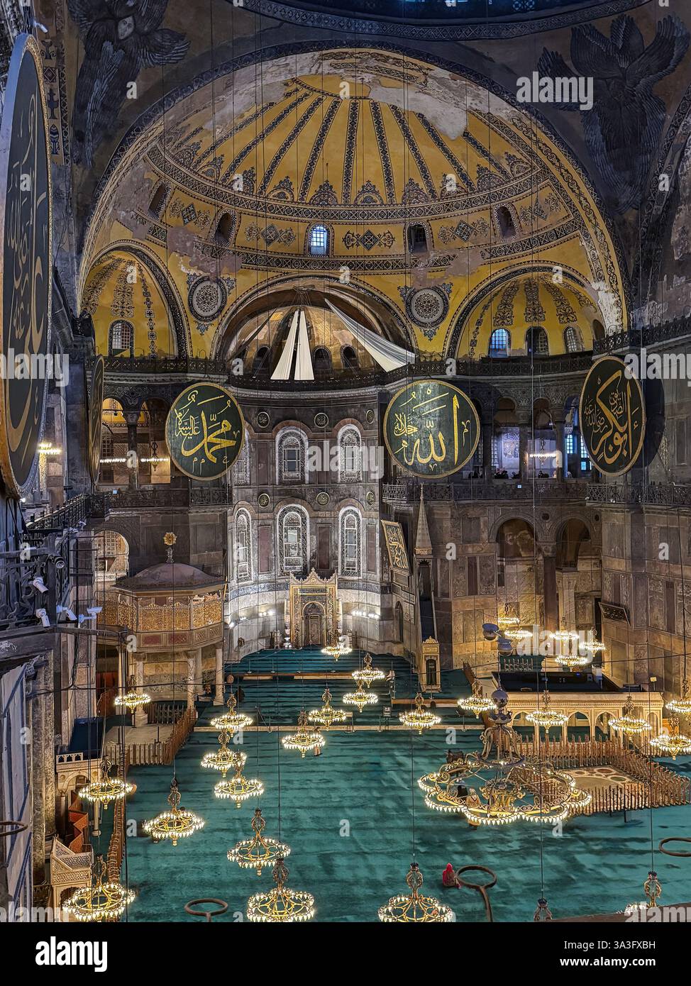 Istanbul, Turkey, Feb, 18, 2025: Magnificent interior with dome showcasing historical and ...