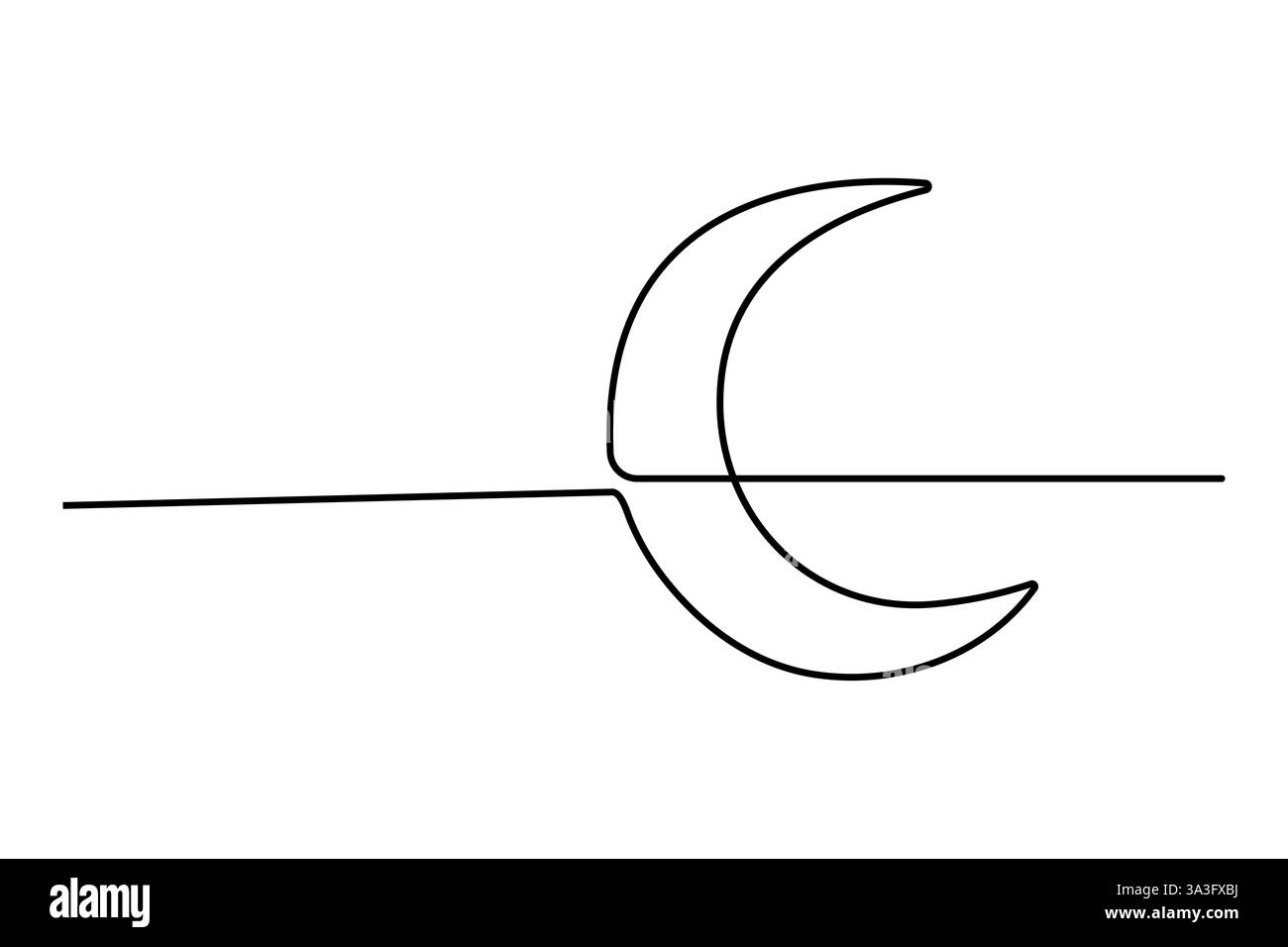 Moon continuous one line art drawing of isolated outline vector ...