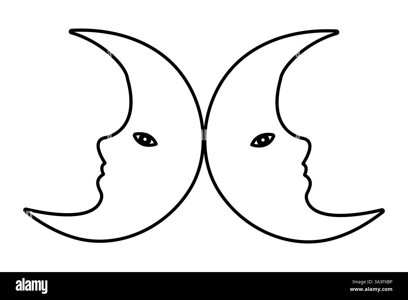 Moon continuous one line art drawing of isolated outline vector ...
