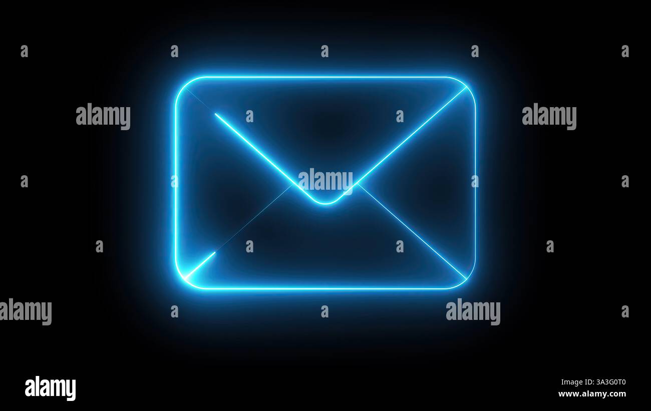 Neon mail icon. Computer generated 3d render Stock Photo - Alamy